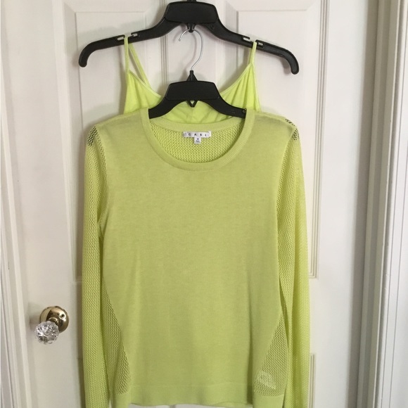CAbi | Tops | Cabi Lime Split Back Long Sleeve Pullover And Camisole Underpinning Set Sz M ...